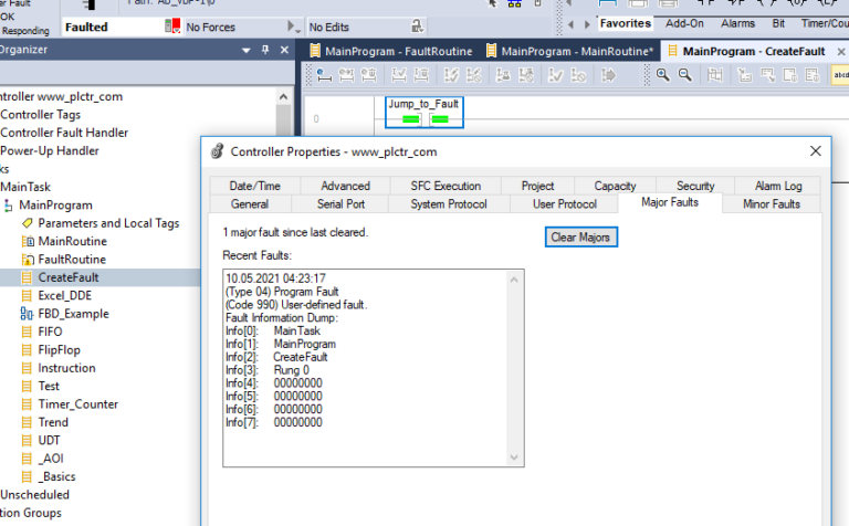 Create Controller Fault Routine Plc Programming And Automation
